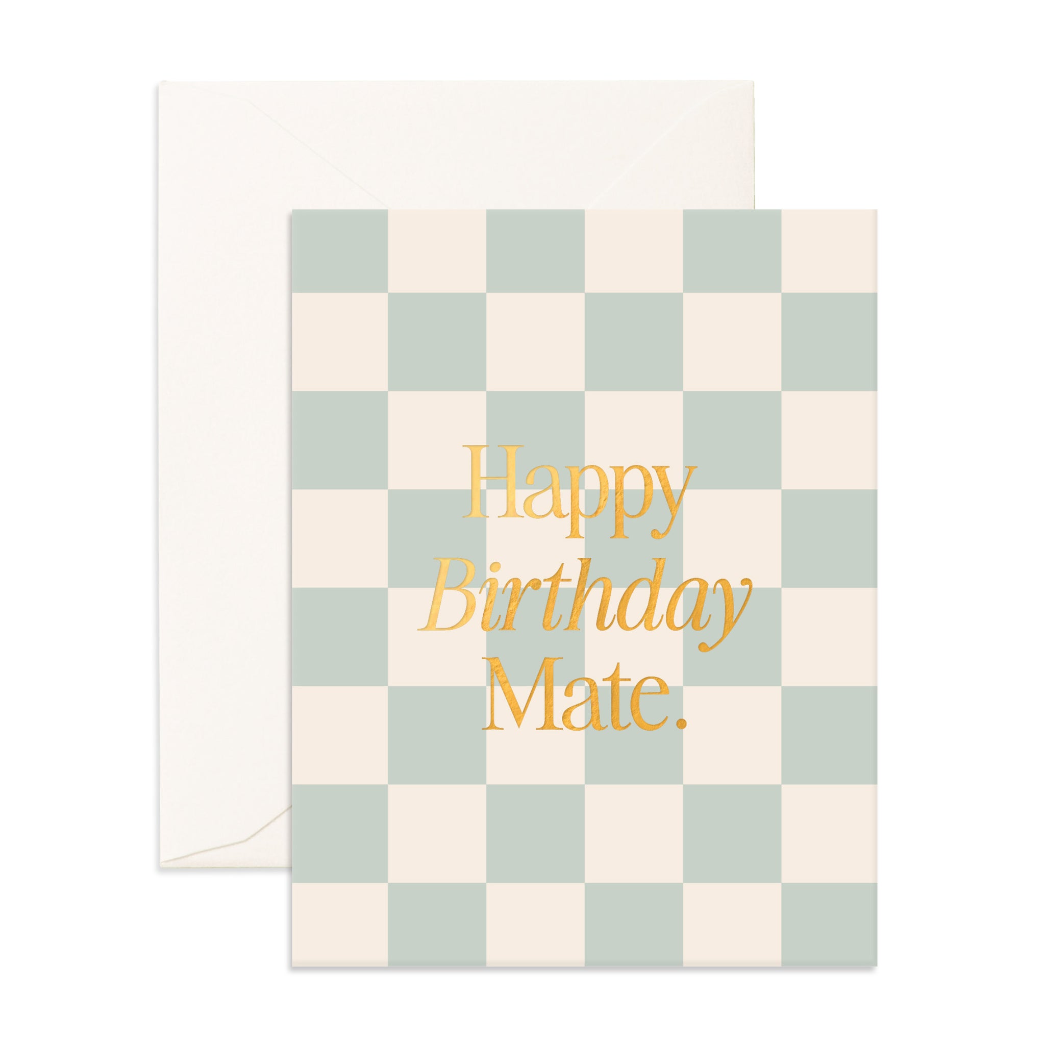 Birthday Mate Sage Check Greeting Card– Fox & Fallow