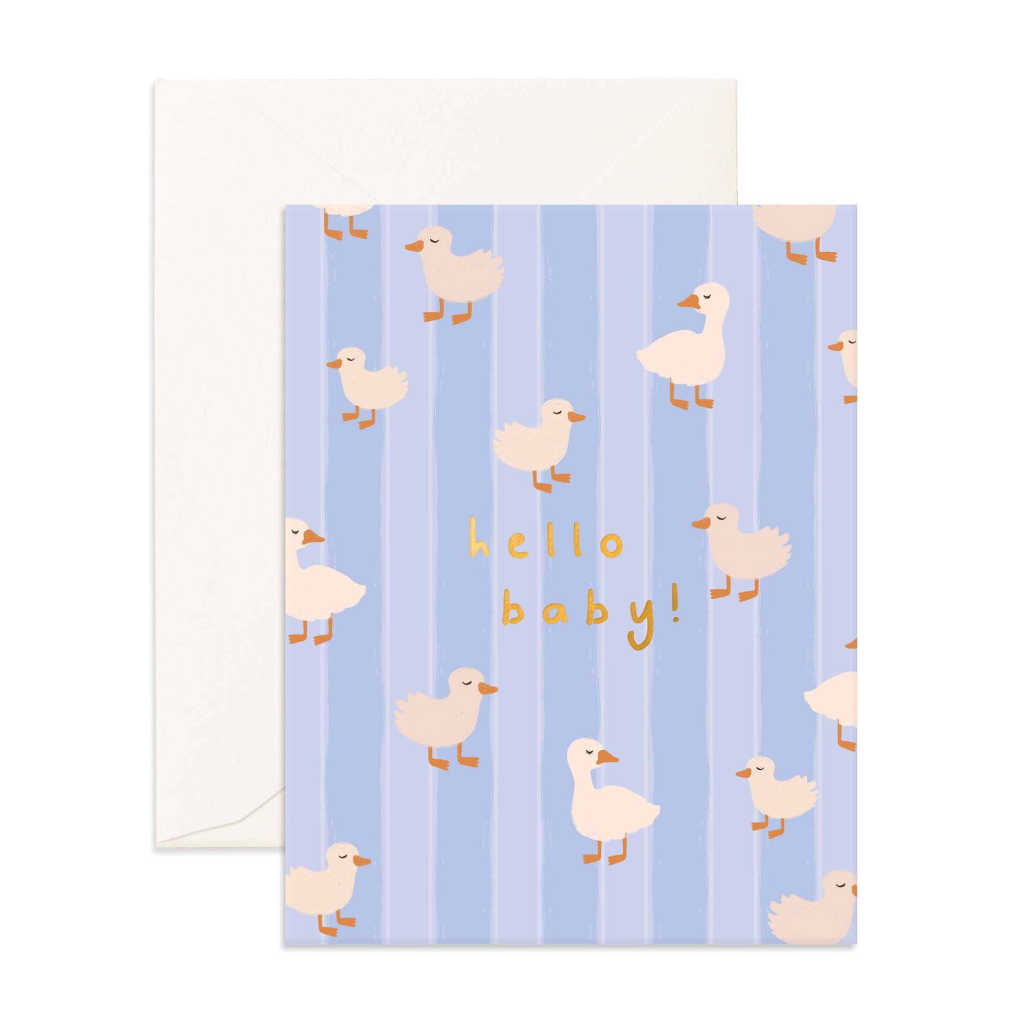 Hello Baby Ducks Blue Greeting Card– Fox & Fallow