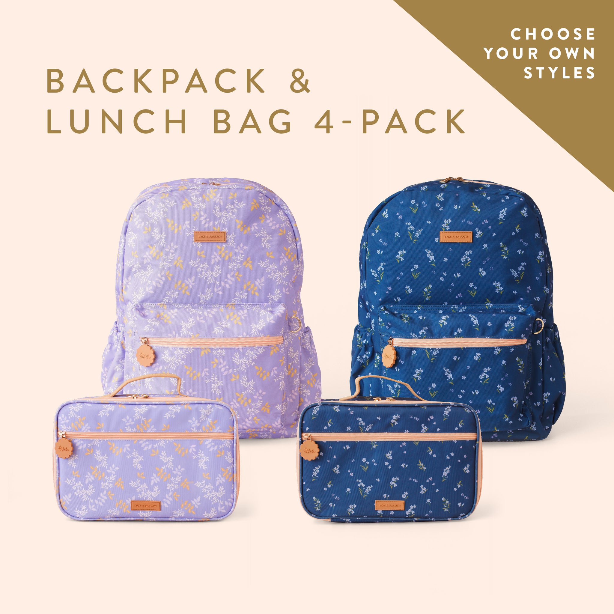 Backpack + Lunch Bag 4-Pack Bundle– Fox & Fallow