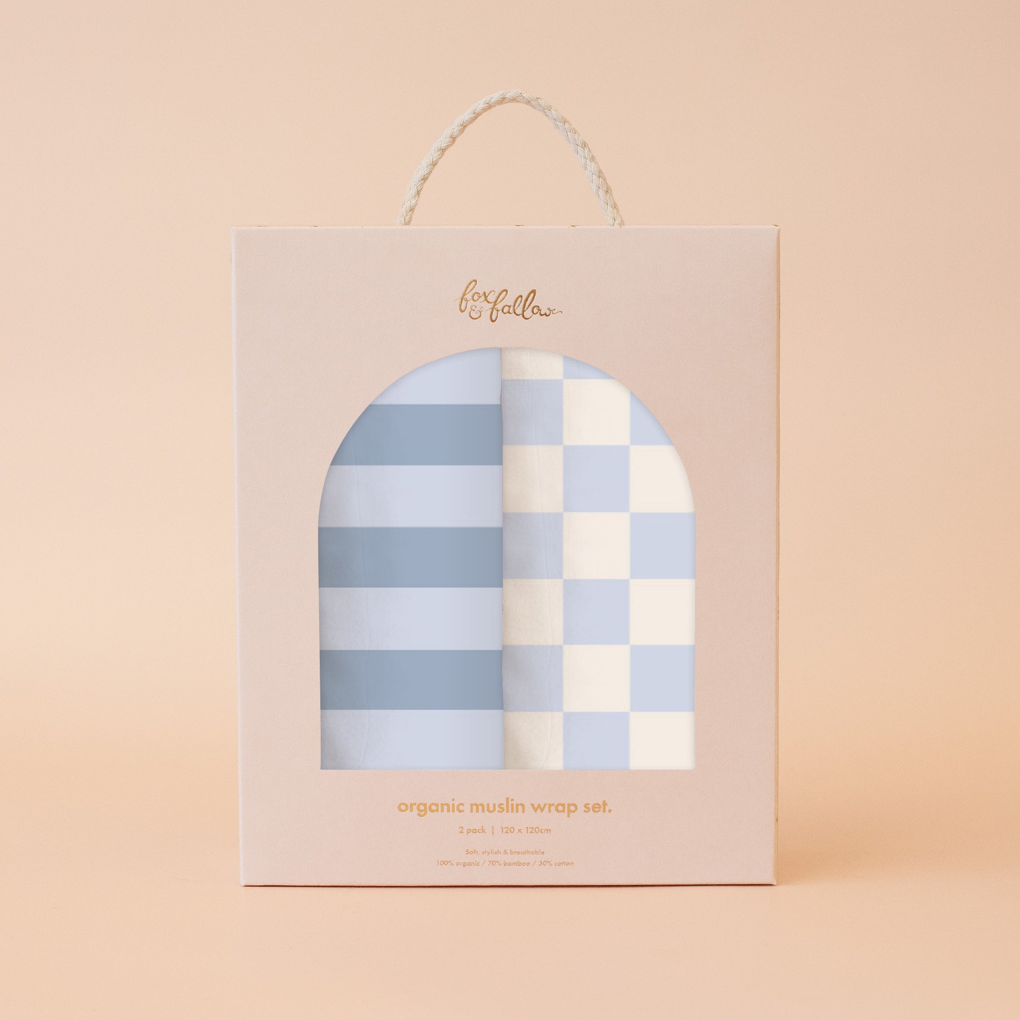 Cloud Stripe / Powder Check Organic Muslin Wrap Set - SOLD OUT (NEXT D ...